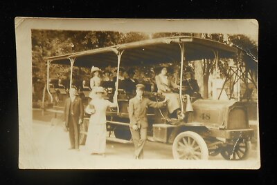RPPC 1912 Antique Bus Denver Excursion Co. Driver Girl at the Wheel ...