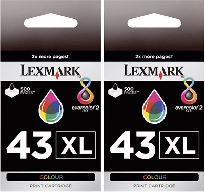 New Genuine Lexmark 43XL 2PK Ink Cartridges X Series X7550 X7675 Z ...