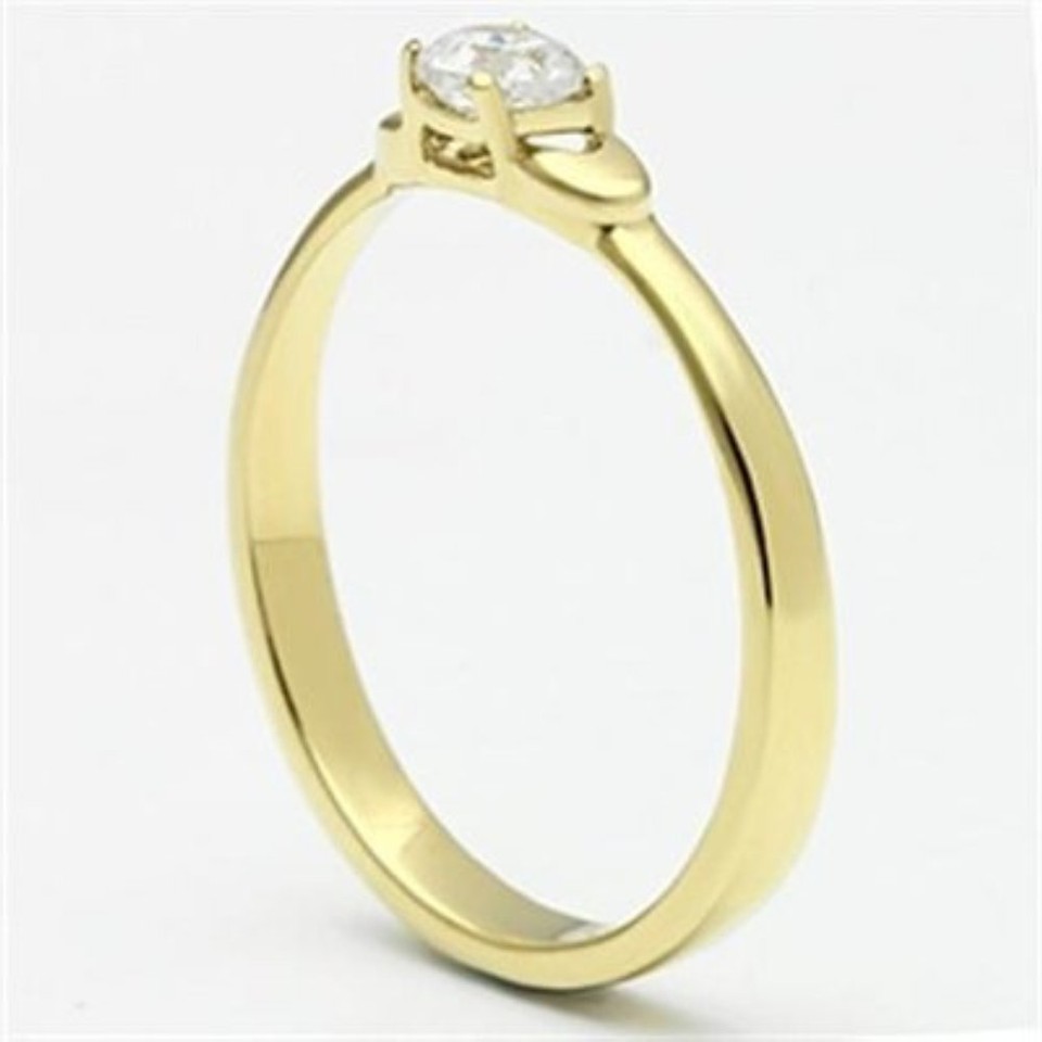 Classic Austrian Zircon Solitaire Promise Ring 14k Yellow Gold over ...