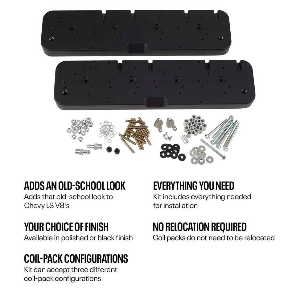 Speedway SBC Valve Cover Adapters/Coil Covers for LS Fits V8, Polished ...