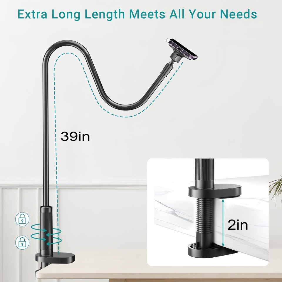 Magnetic Long Flexible Phone Holder Bed Desktop Stand Mount for iPhone ...