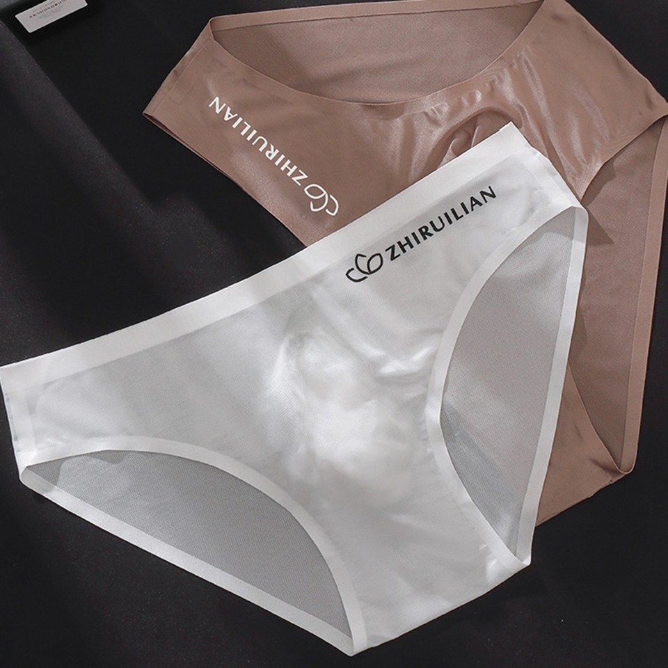 Men's Sexy Ultra Thin Briefs Ice Silk Transparent Low Waist Breathable ...