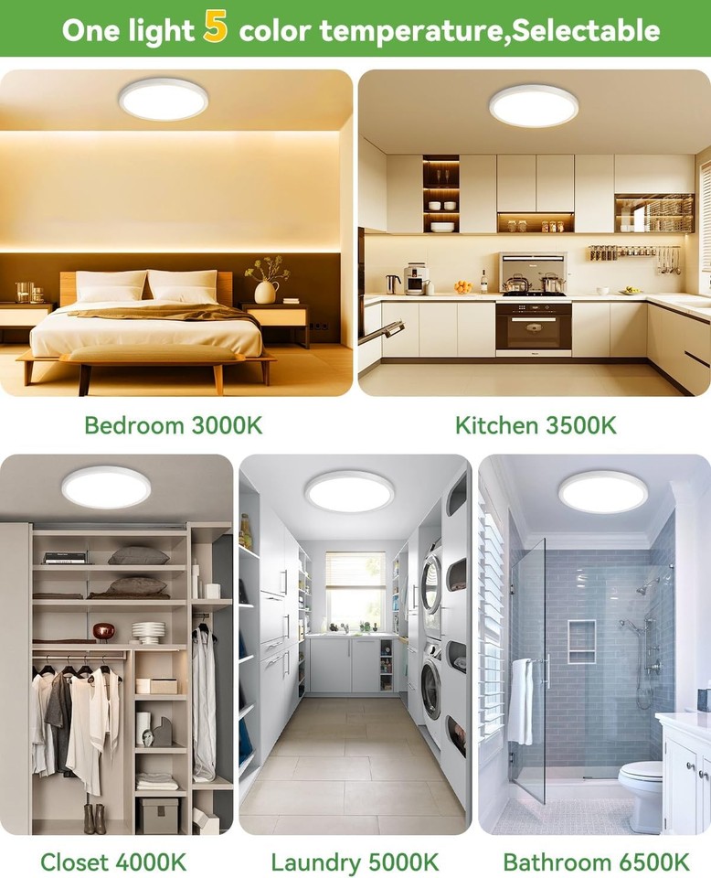 zemty 6Pack 12 Inch LED Flush Mount Ceiling Light, Super 12in-6Pack ...