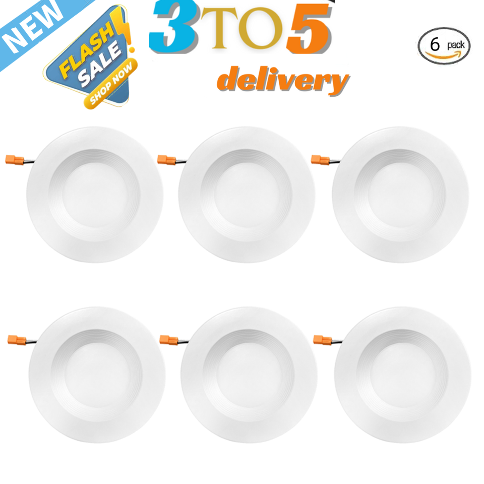 6 Pack / 12 Pack 6 inch 15W LED Can Lights Dimmable Recessed Retrofit ...