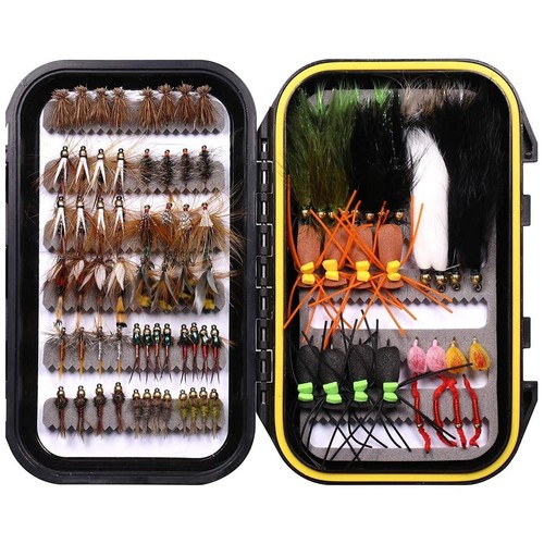 Fly Fishing Flies Assortment With Waterproof Fly Box 28/40/64/92/120pcs ...