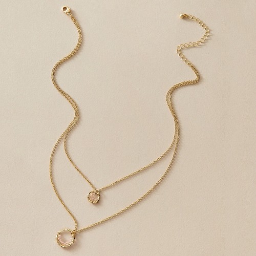 Gold Double-Layered Circle Pendant Necklace Stylish Circular Charm ...