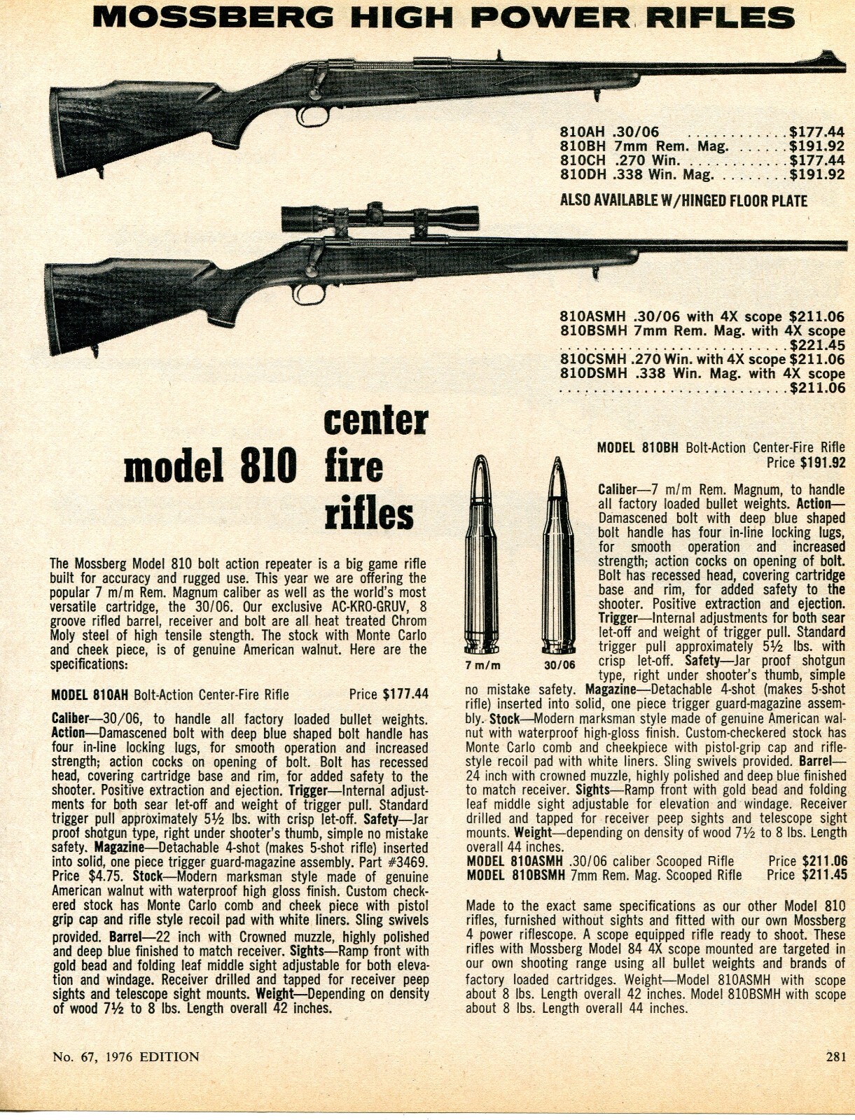 1976 Print Ad of Mossberg Model 810 810AH 810BH High Power Rifle | eBay