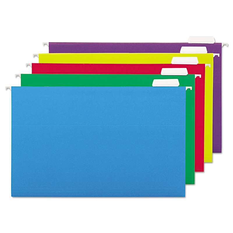 Universal Hanging File Folders, 1/5 Tab, 11 Point, Legal, Assorted ...
