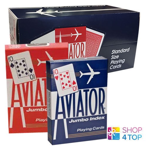 12 DECKS AVIATOR JUMBO INDEX PLAYING CARDS 6 RED 6 BLUE SEALED BOX CASE ...