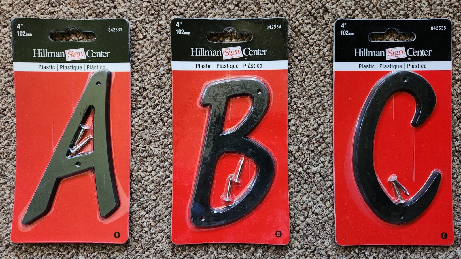 Hillman Sign Center 4” Black Plastic letters A, B, & C - Home Depot ...