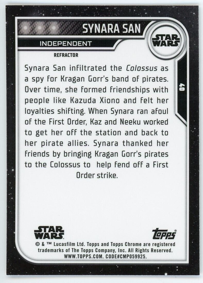 Synara San 2023 Topps Chrome Star Wars #40 Refractor Parallel | eBay
