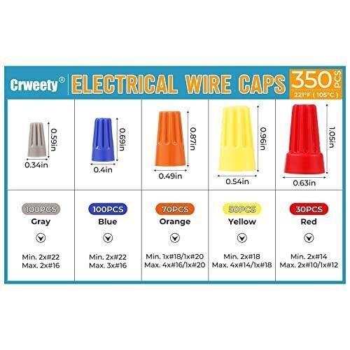 350Pcs Electrical Wire Connectors Nuts Colorful Wire Caps Kit Twist ...