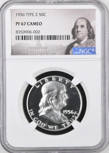 1956 Type 2 Proof Franklin Half Dollar NGC PF67 CAMEO Benjamin Franklin ...