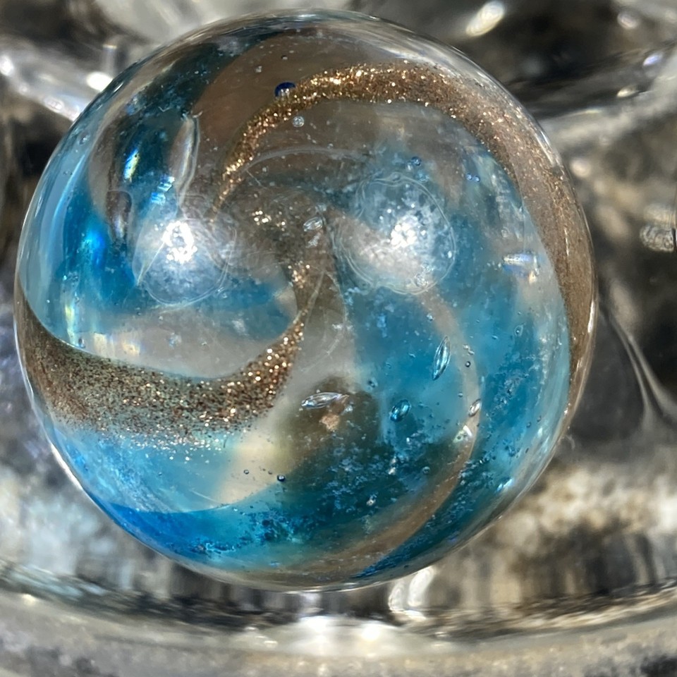 Contemporary Marbles .95” Cool Lutz Twist Style Marble Blemished On ...