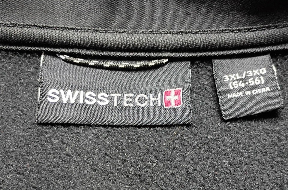 Swiss Tech Men’s Size 3XL Full Zip Jacket Top Black Polyester Blend ...