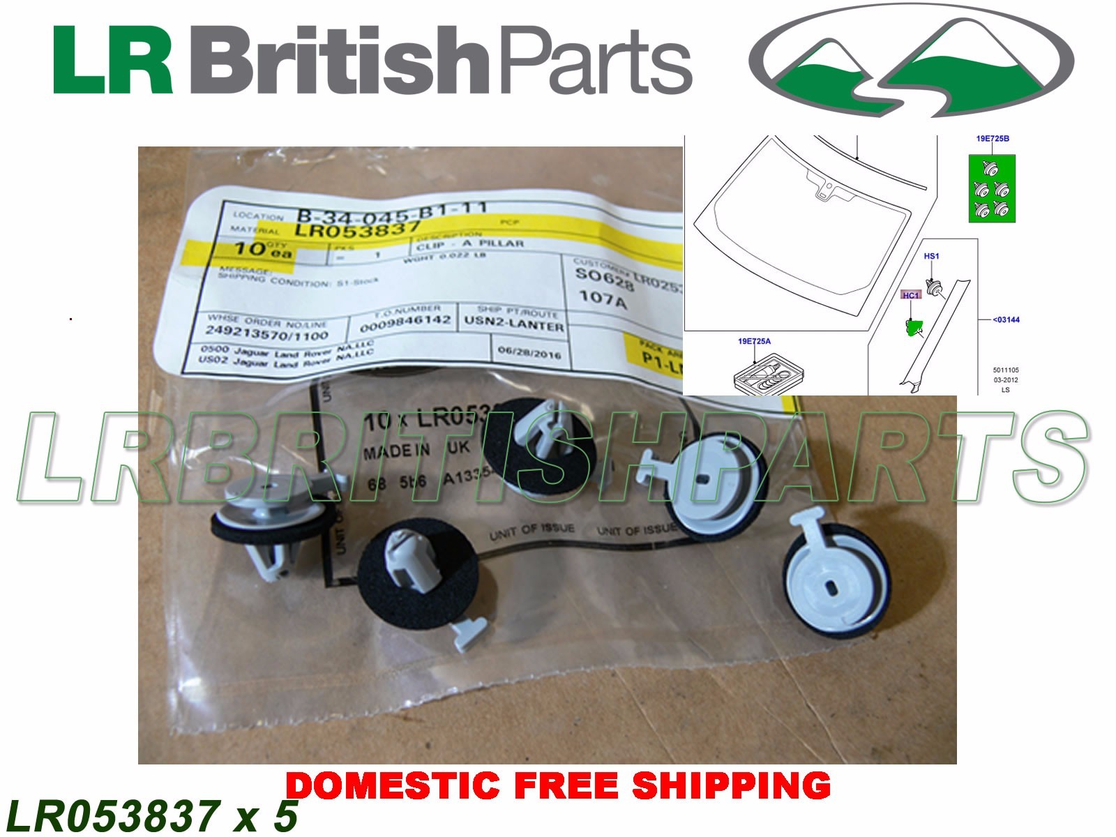 GENUINE LAND ROVER CLIPS A PILLAR RANGE ROVER SPORT 10-13 LR4 SET ...