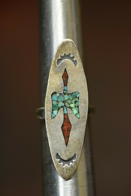 Sterling Silver Ring with Turquoise and Coral Phoenix Inlay | eBay