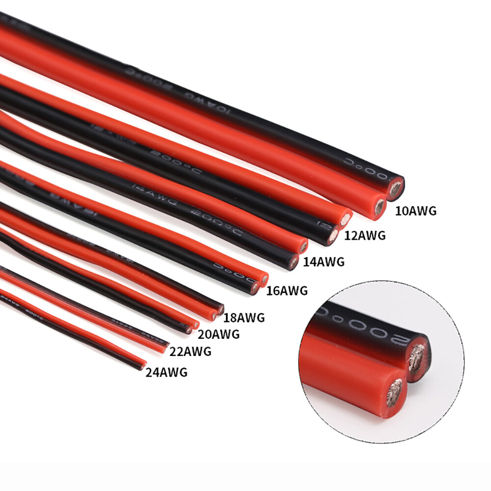 Twin 2-Core Flexible Silicone Cable 8/10/12/14/16/18/20/24/26AWG Wire ...