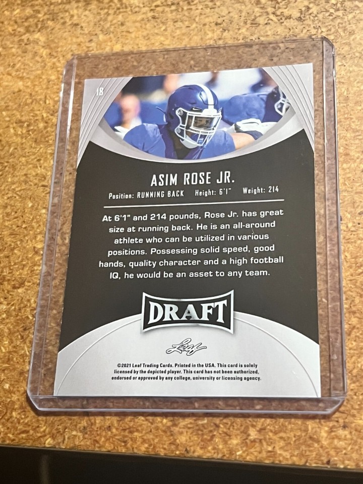 2021 Leaf Draft Football XRC Blue # 18 Asim Rose Jr. RC | eBay