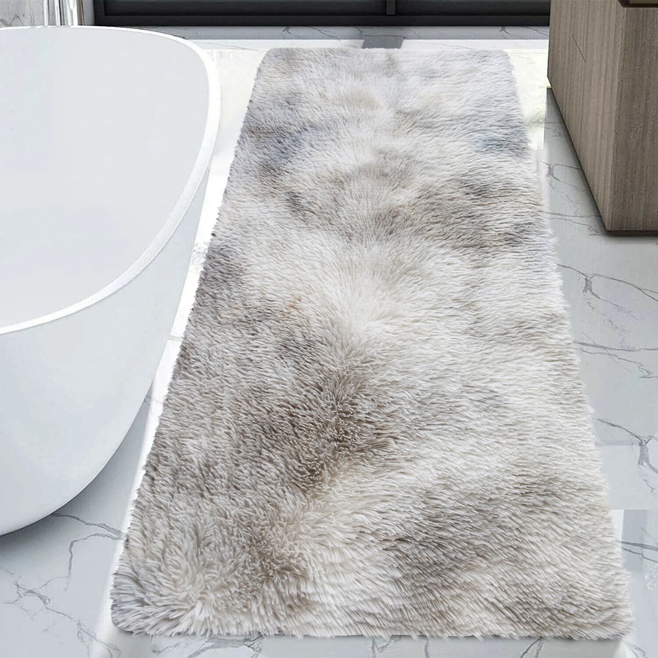 Extra Long Non Slip Shaggy Bath Mat Bathroom Rugs Super Soft Washable ...
