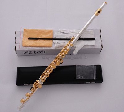 TOP Silver Gold Plated Flute C Tone B Foot 17 Open Hole Split E Offset ...