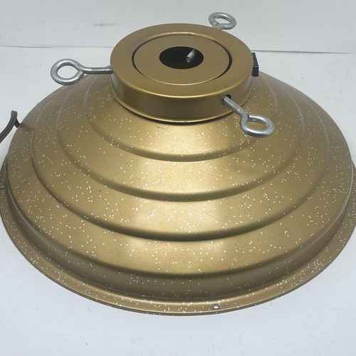 Vintage Starbell Christmas Tree Stand Gold Glitter Revolving Musical ...
