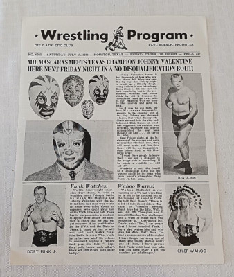 Houston Wrestling Arena Program NWA 1971 Boesch Mascaras Shane Wahoo ...