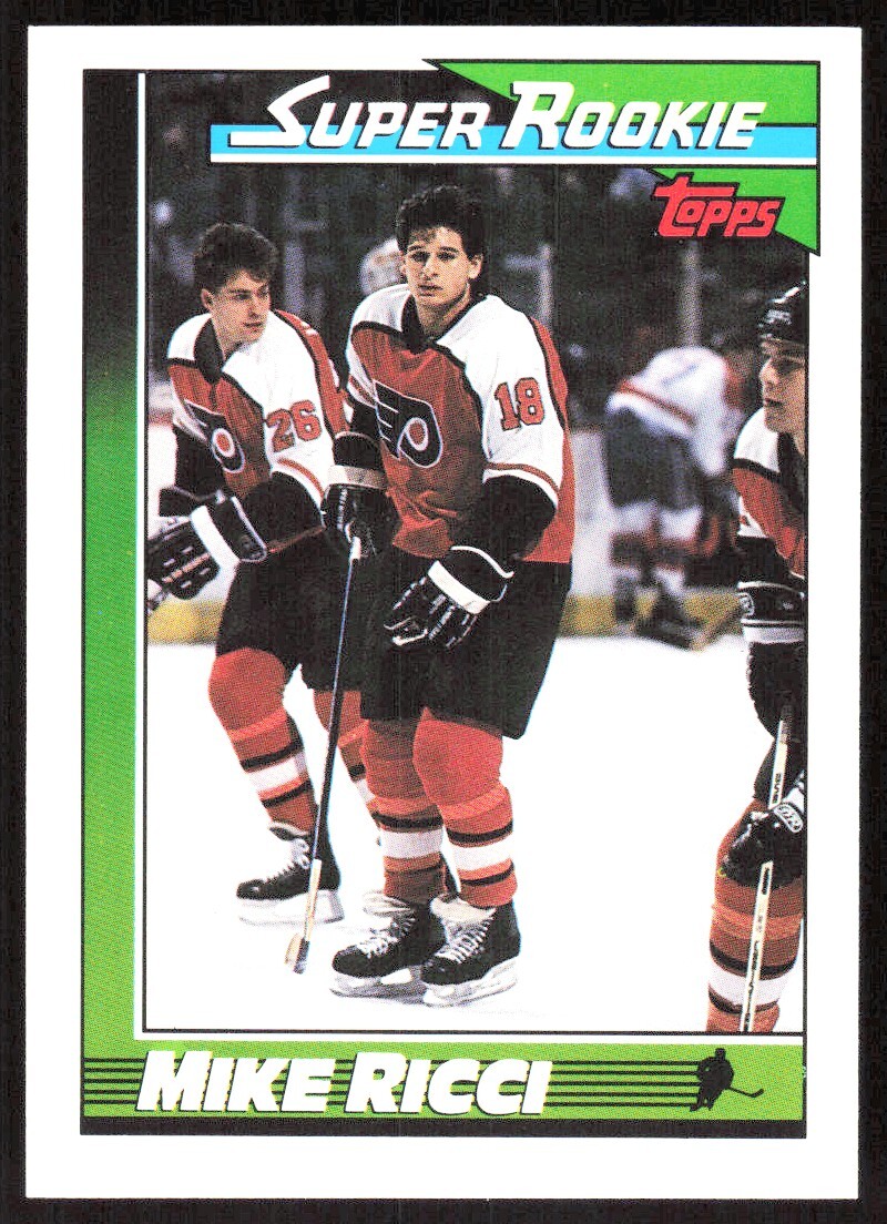 1991-92 8180B TOPPS SUPER ROOKIE Mike Ricci Rookie Philadelphia Flyers ...