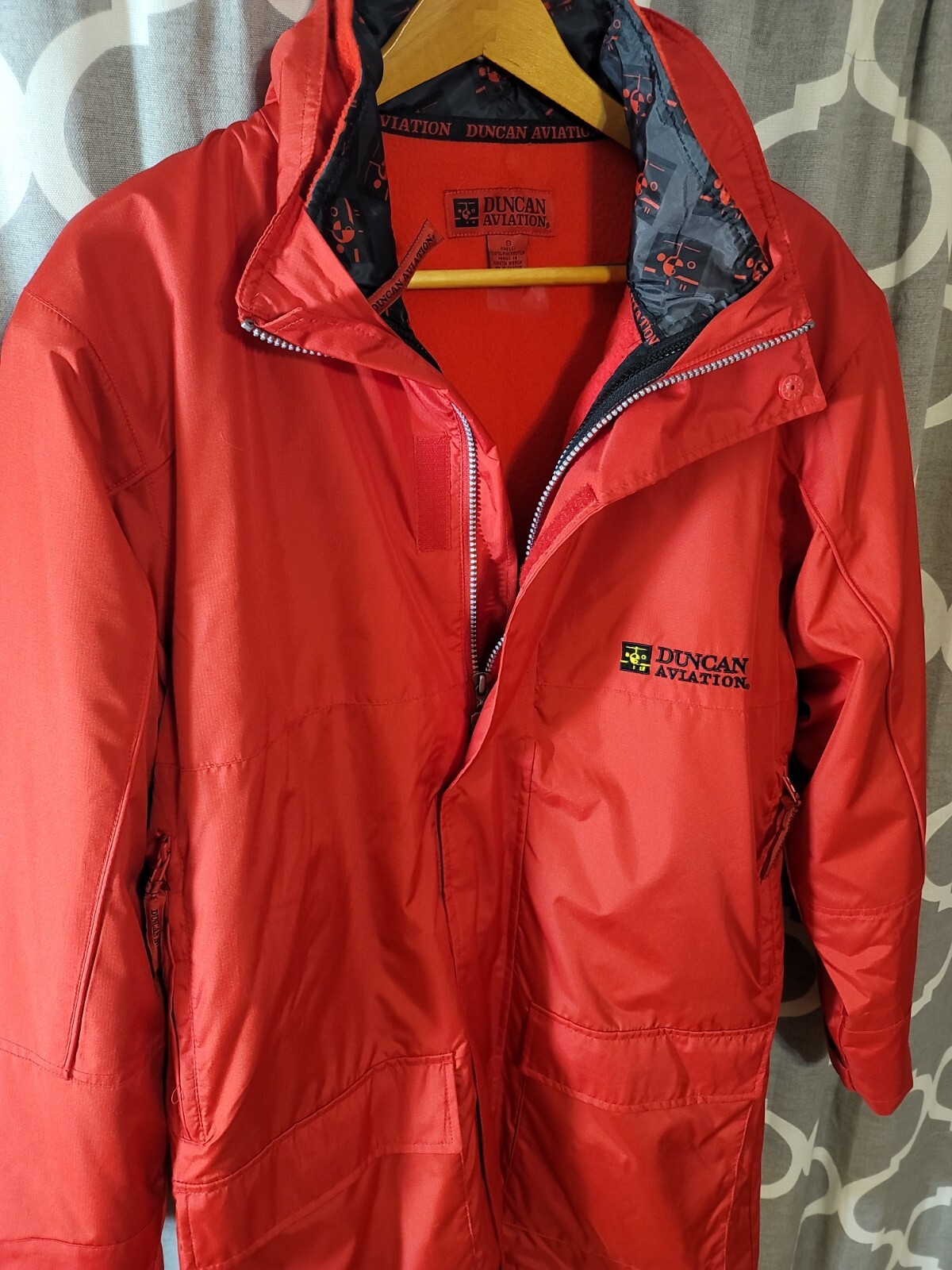 mens Duncan Aviation red zip up jet airplane Jacket s… - Gem