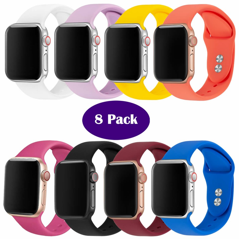 8PACK Silicone Replacement Strap Band For Apple Watch Series 2/3/4/5/6 ...