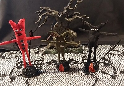 Vintage-Like Spun Cotton Scary Red Demon - With Pitchfork And Shovel ...