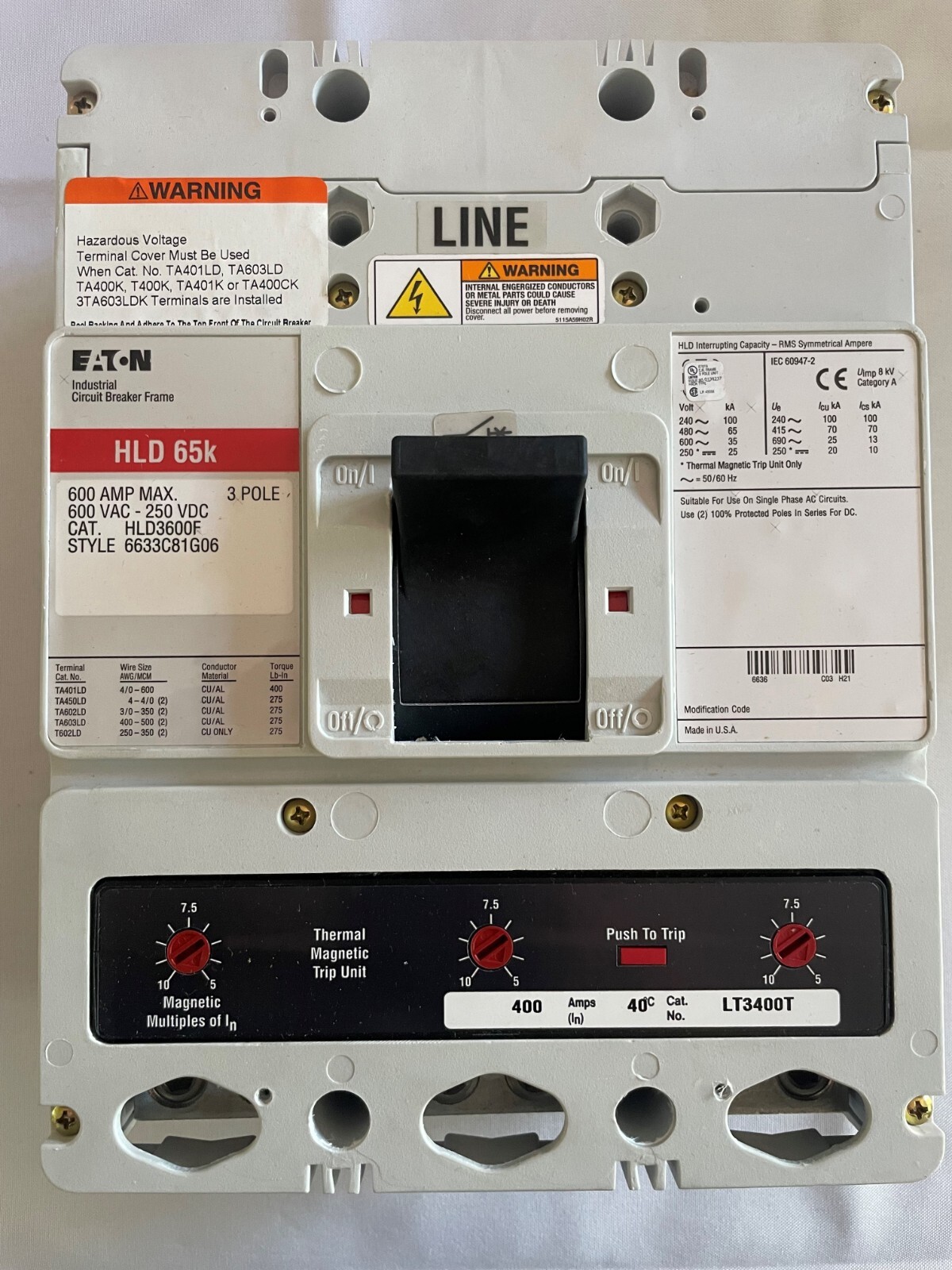 Eaton HLD3600F - HLD3400 - 3P 400 Amp | eBay