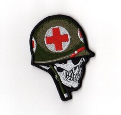 Skull Medic Patch I Red Medical Cross Helmet Military Army Paramedic ...