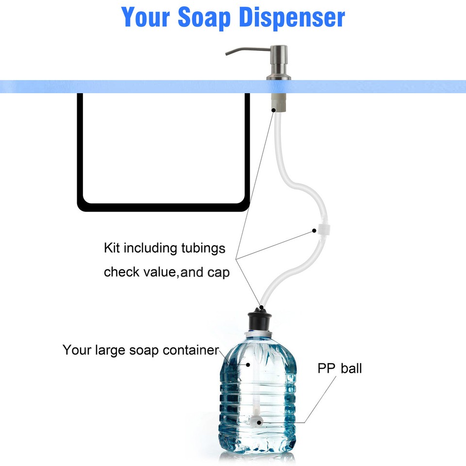 47''Sink Soap Dispenser Kitchen Stainless Steel Hand Liquid Pump Bottle ...