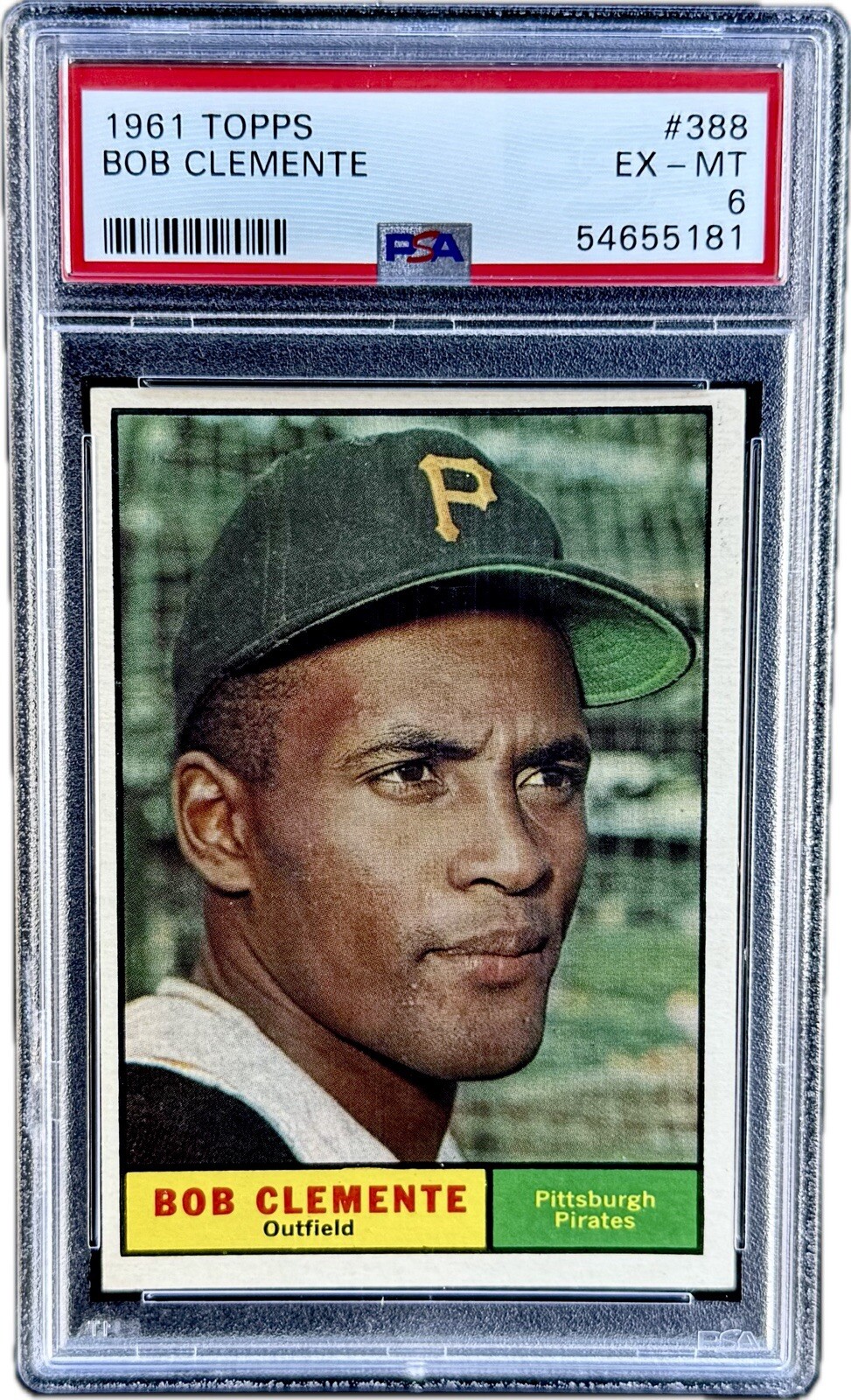 1961 Topps #388 ROBERTO CLEMENTE HOF Pittsburgh Pirates PSA 6 EX-MT+ ...