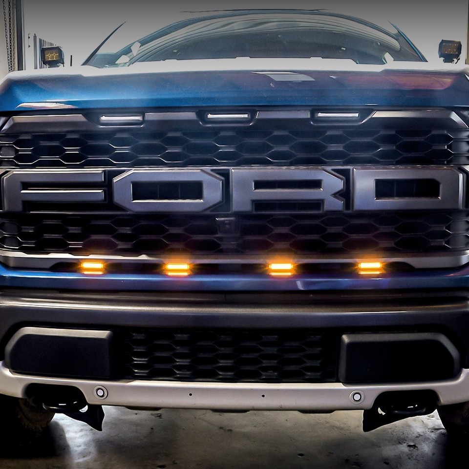 4 Pods Front Grille LED Light Kit Amber Off Road Truck SUV Front ...