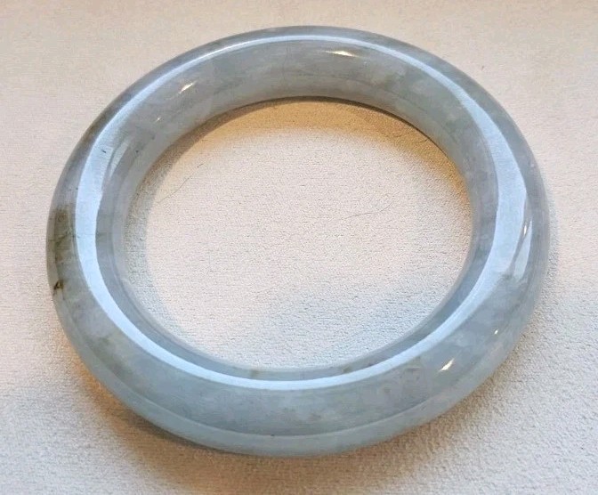 Certified Natural Burma Grade A Jadeite Jade Bangle Snow Flake Blue ...