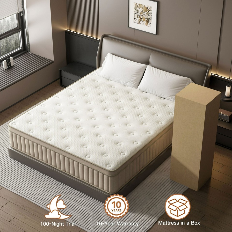 12" Colchones QUEEN Size De Espuma 12 Pulgadas Memory Foam Bed Hybrid ...