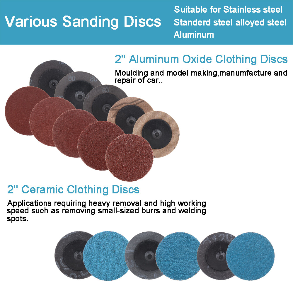 81Pcs 2" 50mm Type R Roll Lock Quick Change Discs Die Grinder Sanding ...
