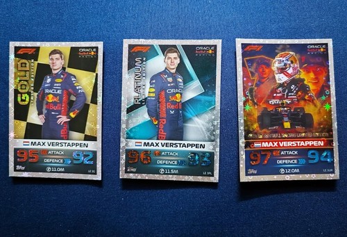 Turbo Attax 2023 Max Verstappen Gold Platinum Ultra Rare Limited Cards ...