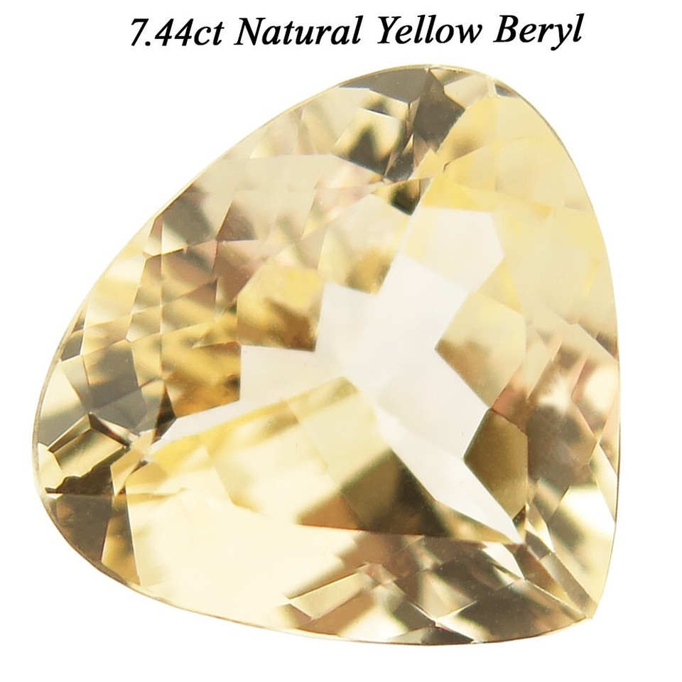 Flawless Look Natural Beryl 7.44ct Golden Yellow Heart Pear Cut Mined ...