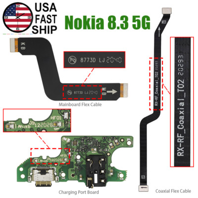 New USB Charging Port Board RX-RF_coaxial Cable For Nokia 8.3 5G TA ...