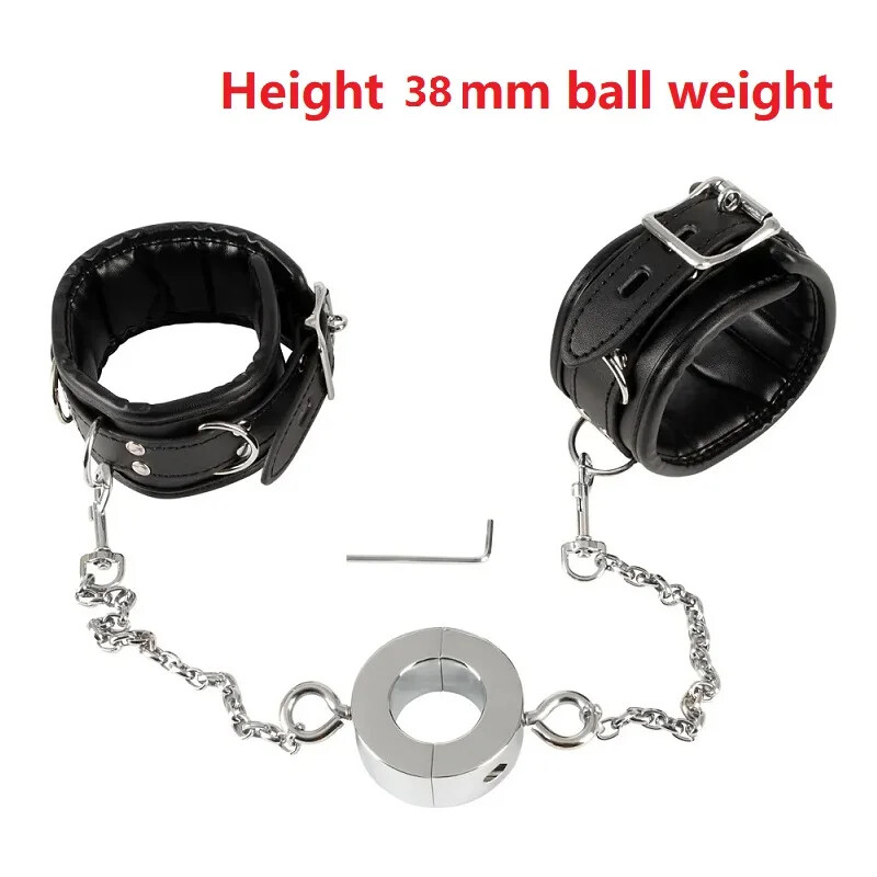 Stainless Steel Ball Stretcher Peni Lock Leather Binding Handcuff with Chain Set | eBay