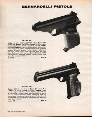 Bernardelli Pistols Model 80 100 Advertisement Gun Print Ad Vtg | eBay