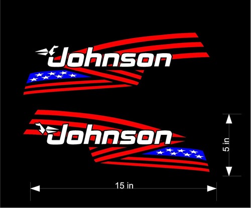 Johnson Flag boat motor decals Red, White, and Blue 15" x 5" | eBay
