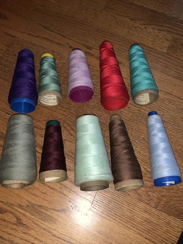Cones Spools Thread MIXED COLORS lot Set of 10 Rainbow Some New & Used ...