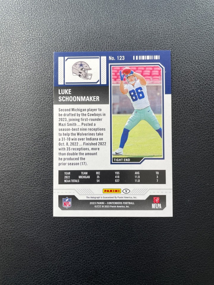 2024 Contenders Football Luke Schoonmaker Rc Week 18 Ticket Auto 03/18 ...