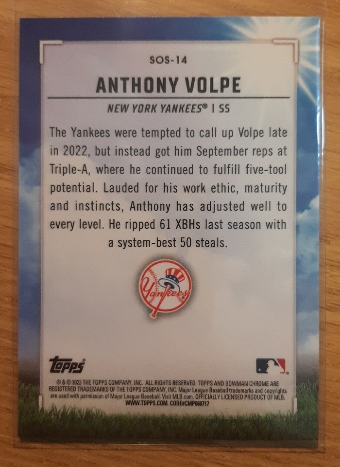 2023 BOWMAN CHROME SIGHTS ON SEPTEMBER ANTHONY VOLPE #14 NEW YORK ...