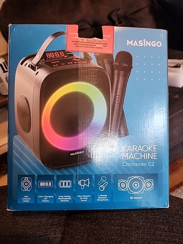 MASINGO Karaoke Machine for Kids and Adults with 2 Wireless Bluetooth ...