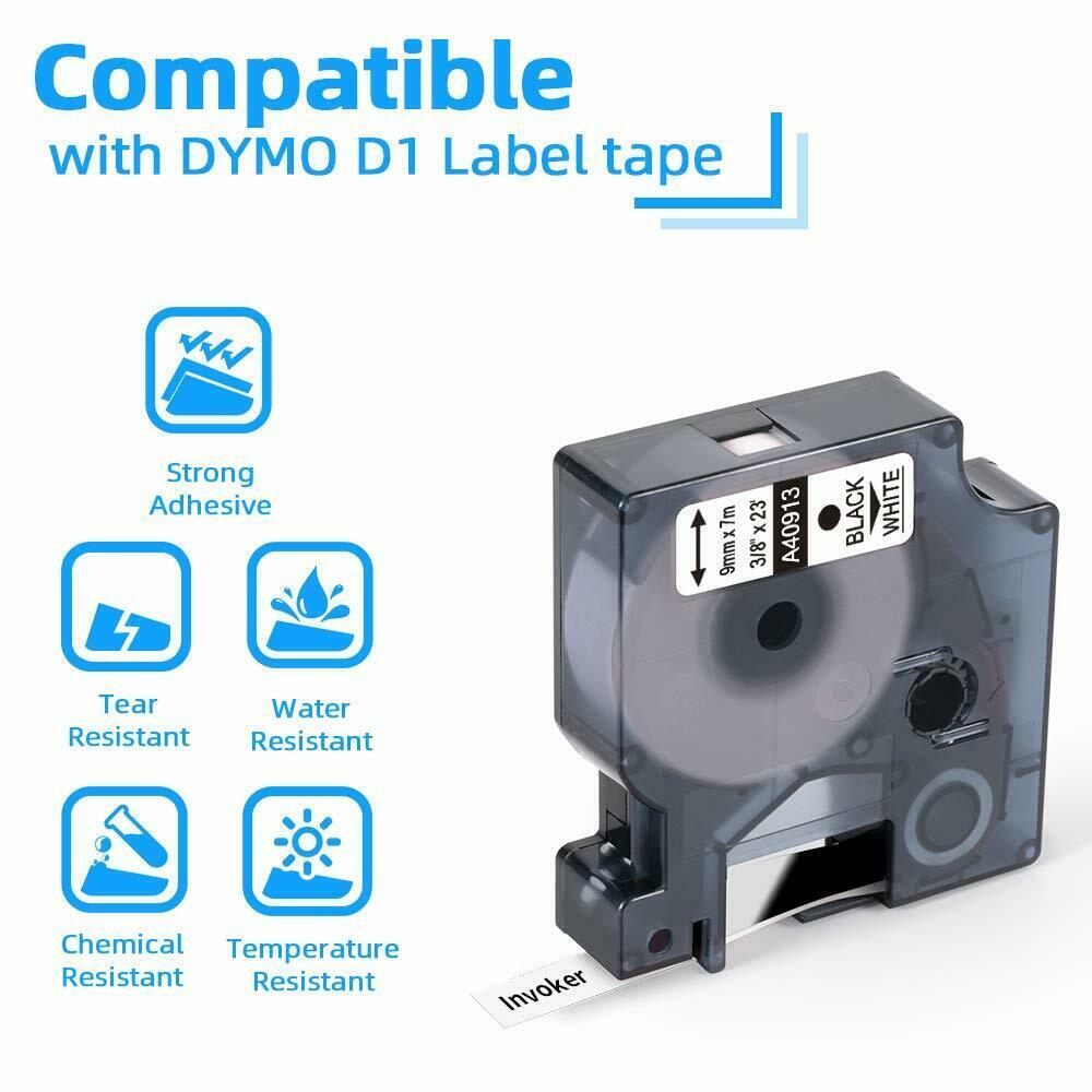 Dymo D1 40913 9mm x 7M Black on White Compatible Label Manager Cassette ...